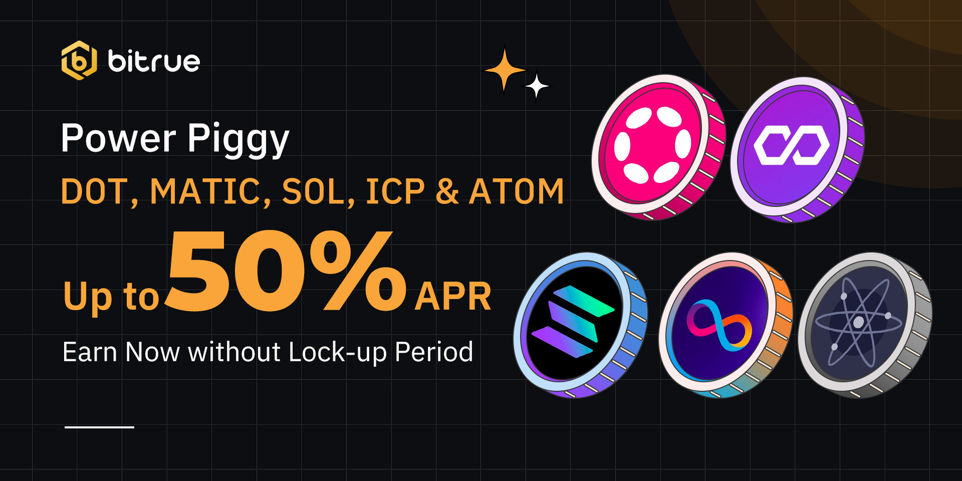 Flexible Staking (Power Piggy) Product Launch: Earn DOT, MATIC, SOL, ICP and ATOM up to 50% APR ...