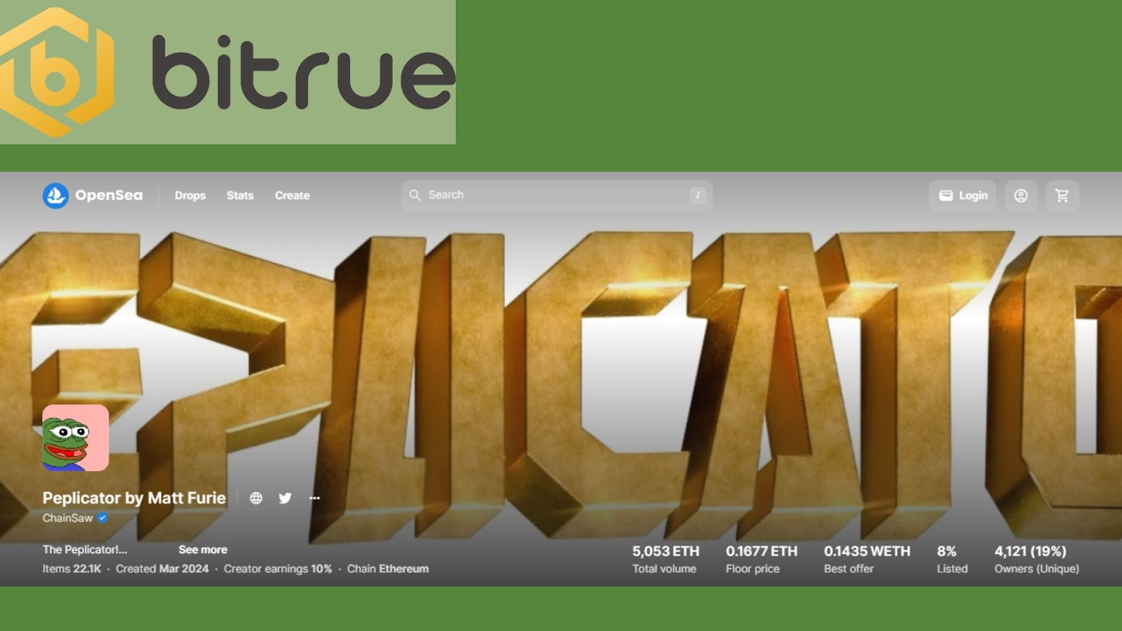 Creator of PEPE launched an NFT Collection Called Peplicator, Volume ...