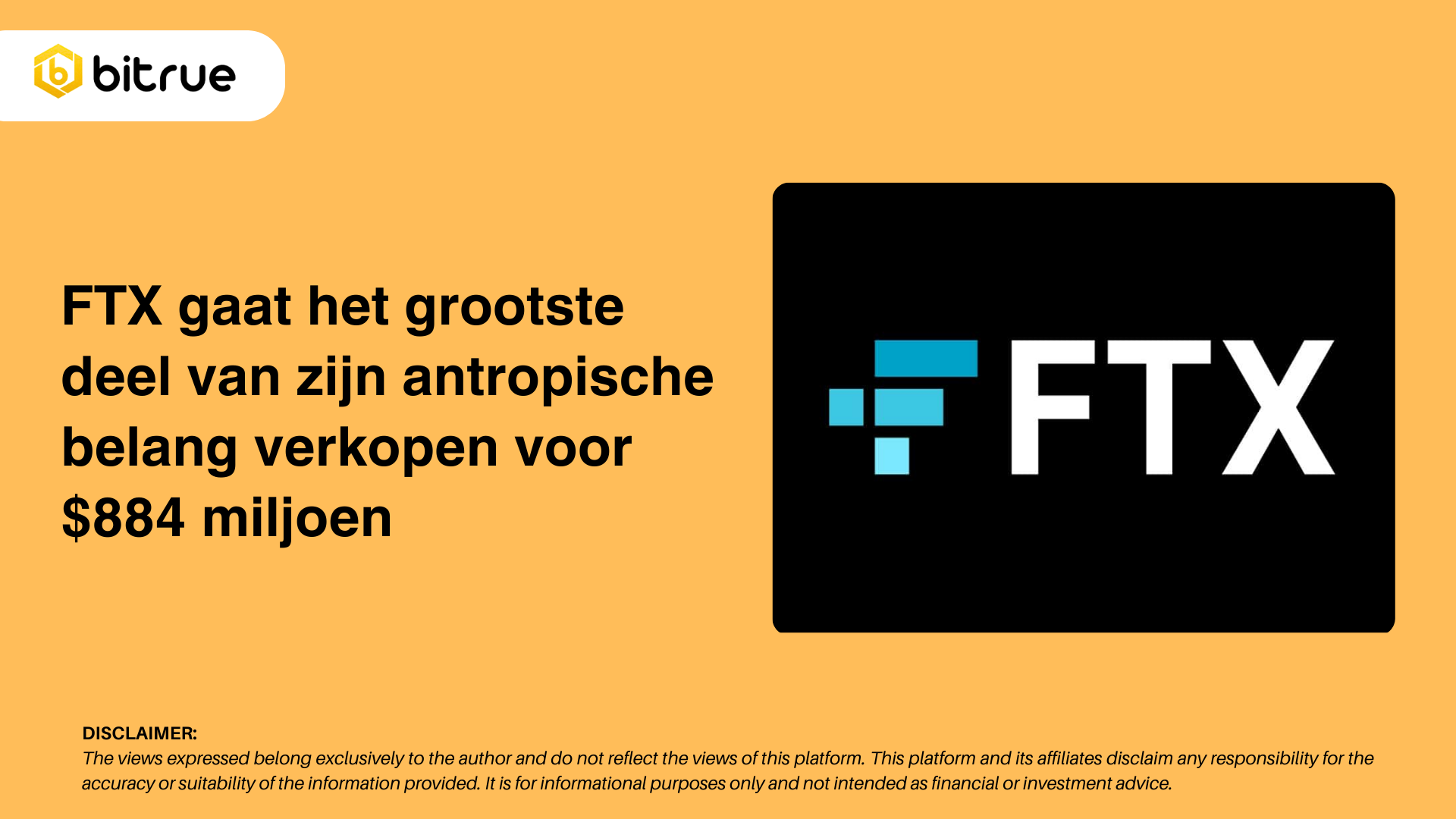 FTX gaat het grootste deel van zijn antropische belang verkopen voor ...