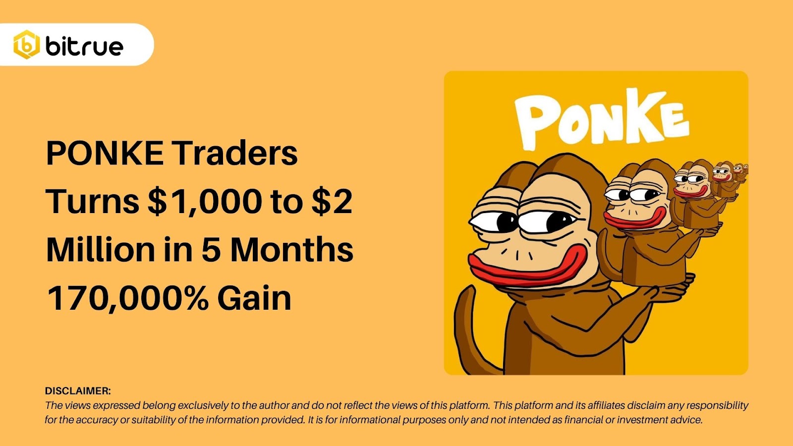PONKE Traders는 5 개월 만에 $ 1,000에서 $ 2 백만으로 170,000 % 이득을 얻습니다. – Bitrue FAQ