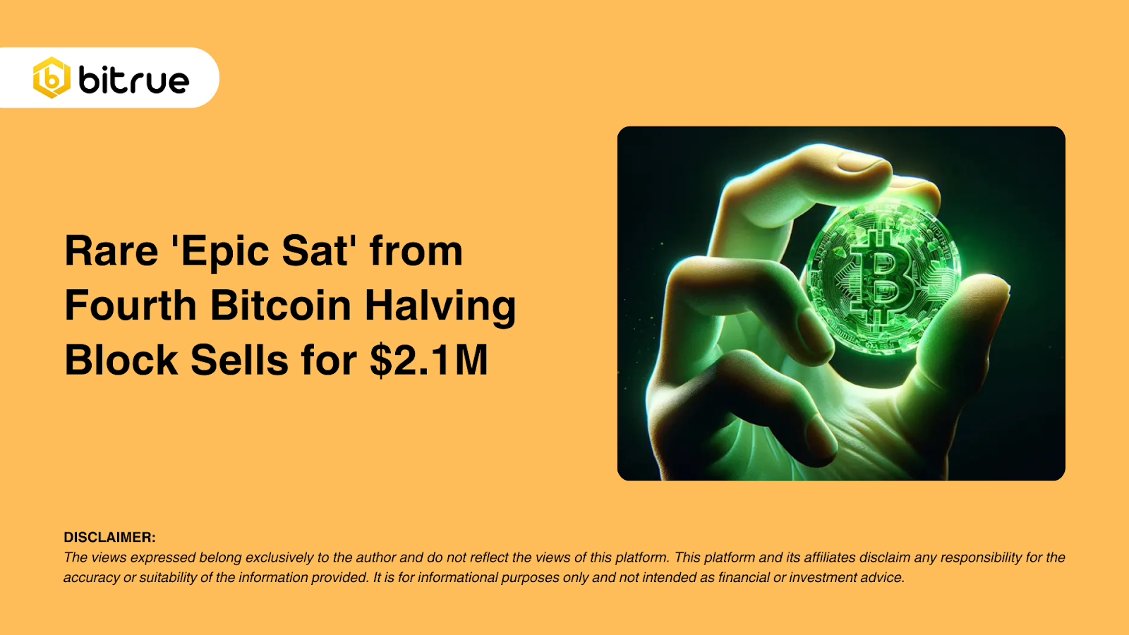 Zeldzame 'Epic Sat' van vierde Bitcoin Halving Block wordt verkocht ...