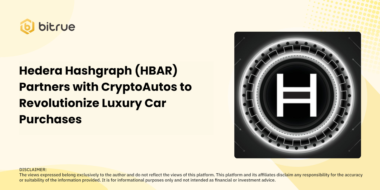 Hedera Hashgraph (HBAR) Partners with CryptoAutos to Revolutionize ...