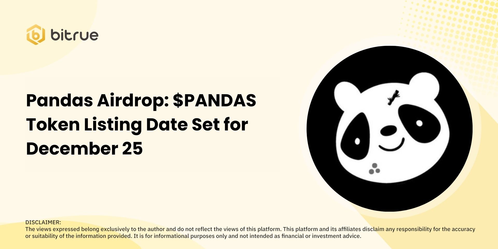 Pandas Airdrop: $PANDAS Token Listing Date Set for December 25 – Bitrue FAQ